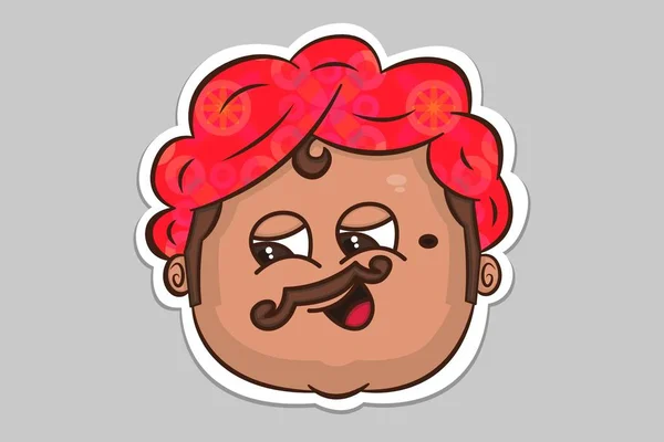 Vector Cartoon Illustration Indian Uncle Face Happy Isolated White ...