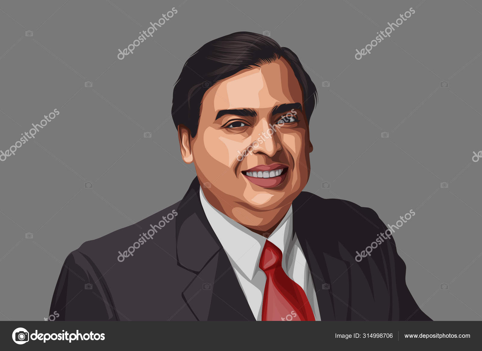 Vector Cartoon Illustration Mukesh Ambani Isolated Colored Background ...