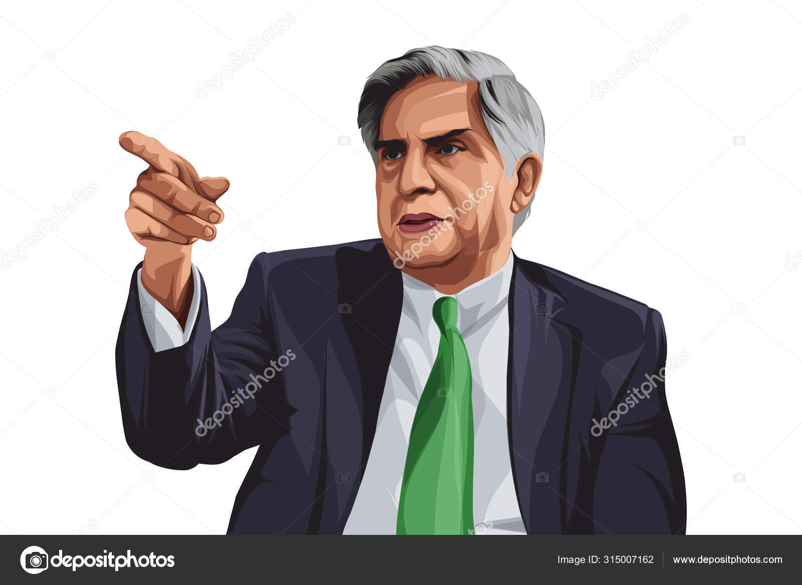 Vector Cartoon Illustration Ratan Tata Isolated White Background Stock ...