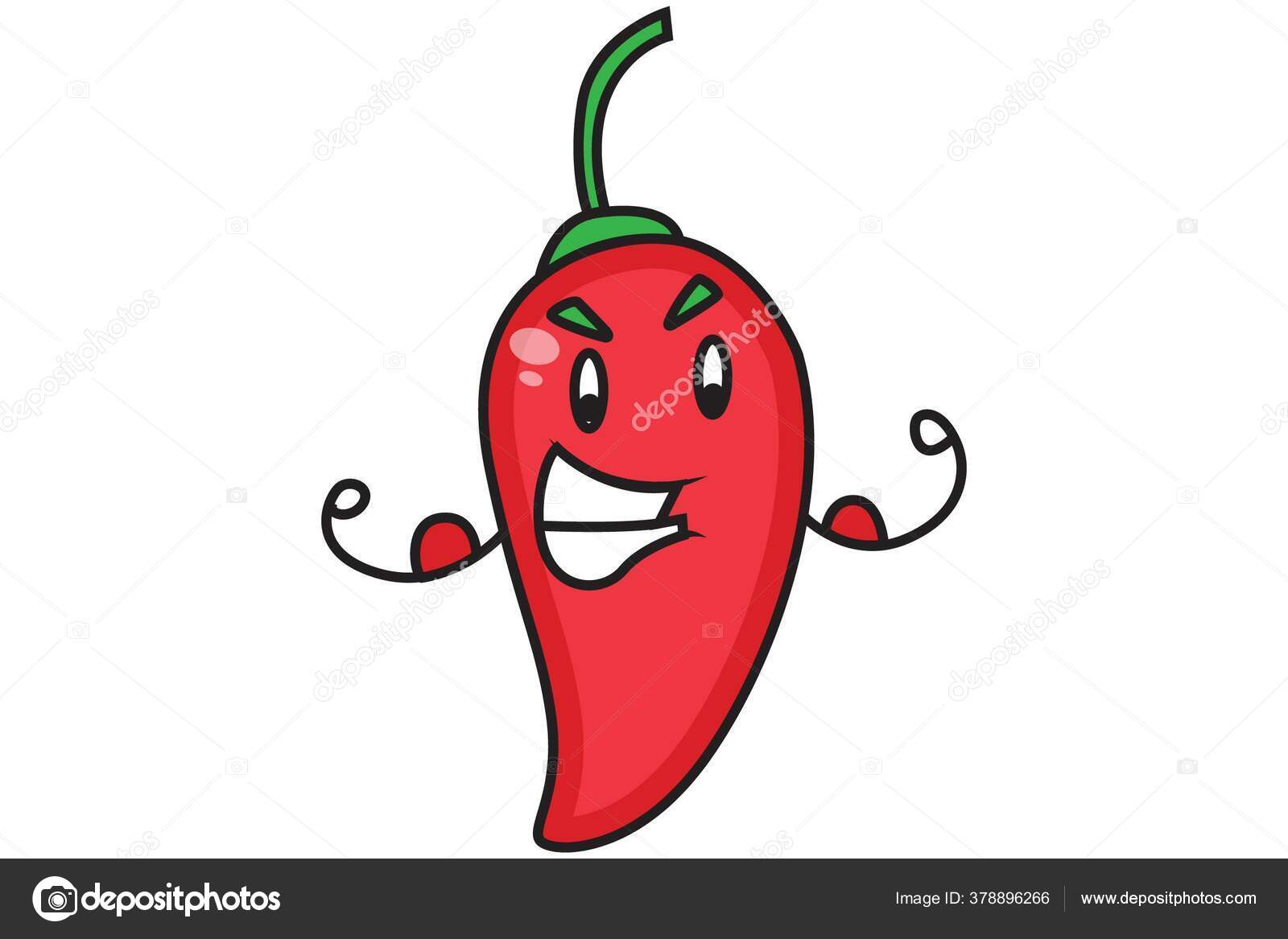 Vector Cartoon Illustration Red Chili Muscles Isolated White Background ...