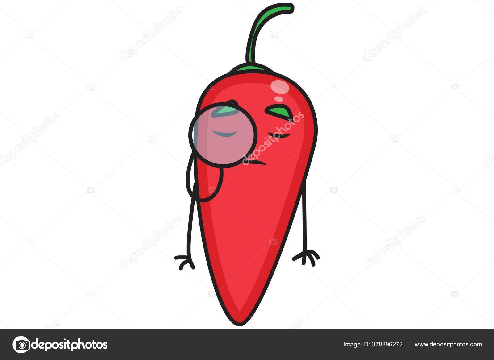 Vector Cartoon Illustration Red Chili Wearing Monocle Isolated White ...