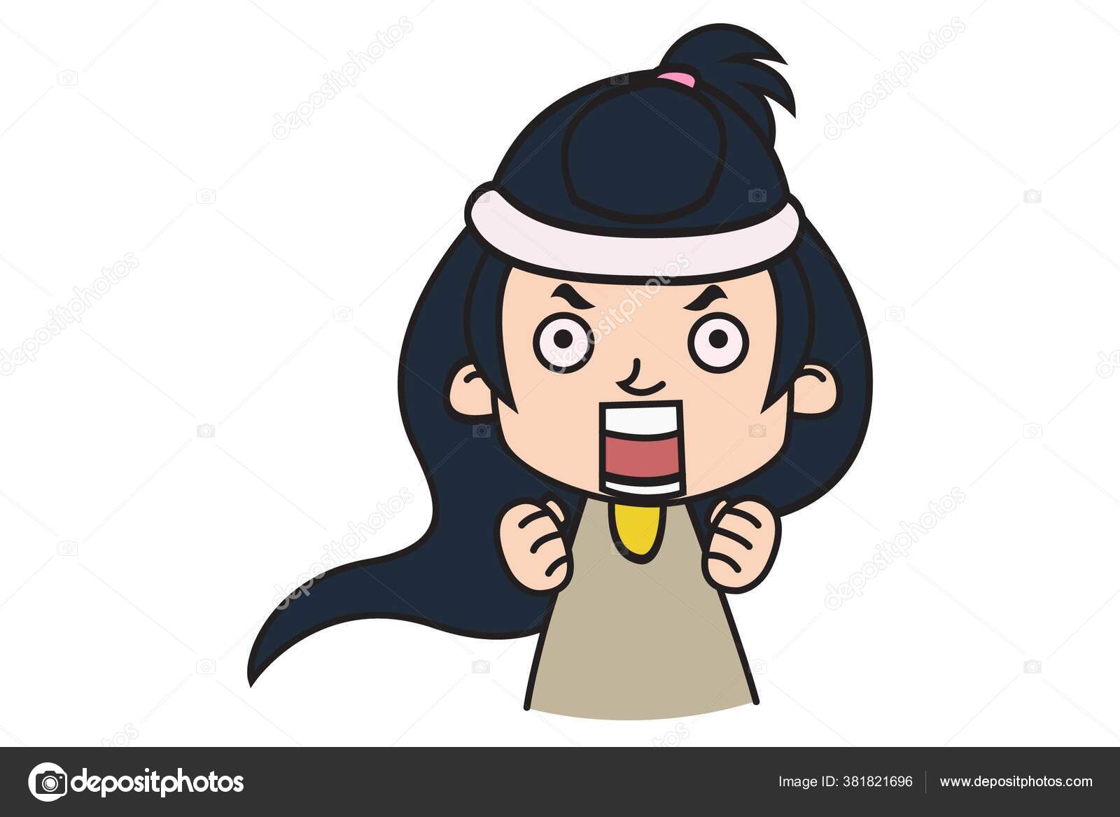 Vektor Kartun Ilustrasi Seorang Gadis Kecil Marah Terisolasi Pada Latar ...