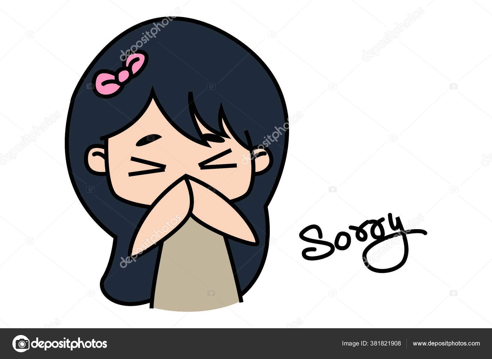 Vector Cartoon Illustration Little Girl Saying Sorry Isolated White ...