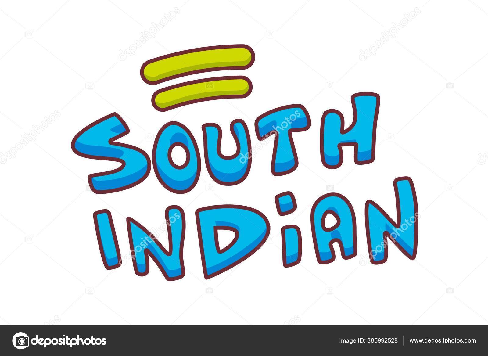 Vector Cartoon Illustration South Indian Text Sticker Isolated White ...