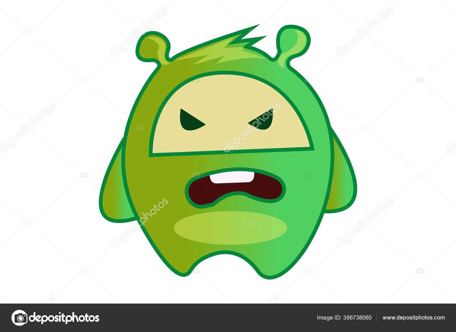 Vector Cartoon Illustration Angry Green Monster Isolated White ...