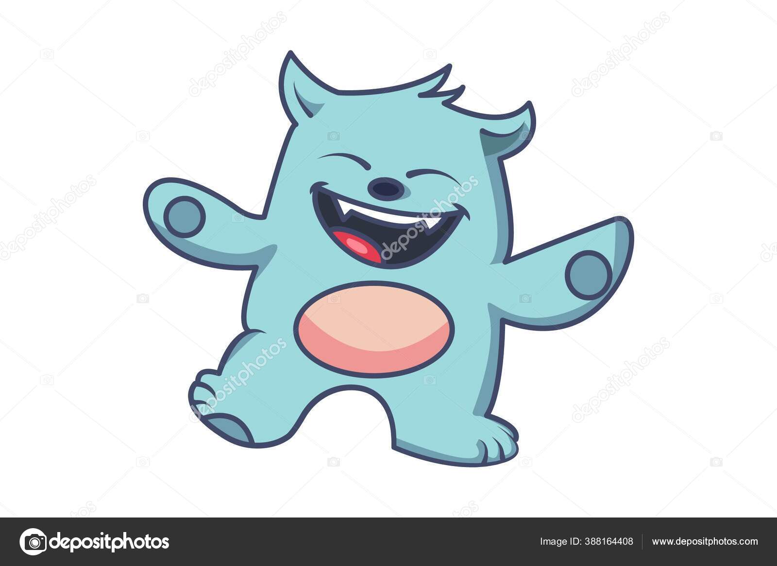 Vector Cartoon Illustration Laughing Monster Isolated White Background ...