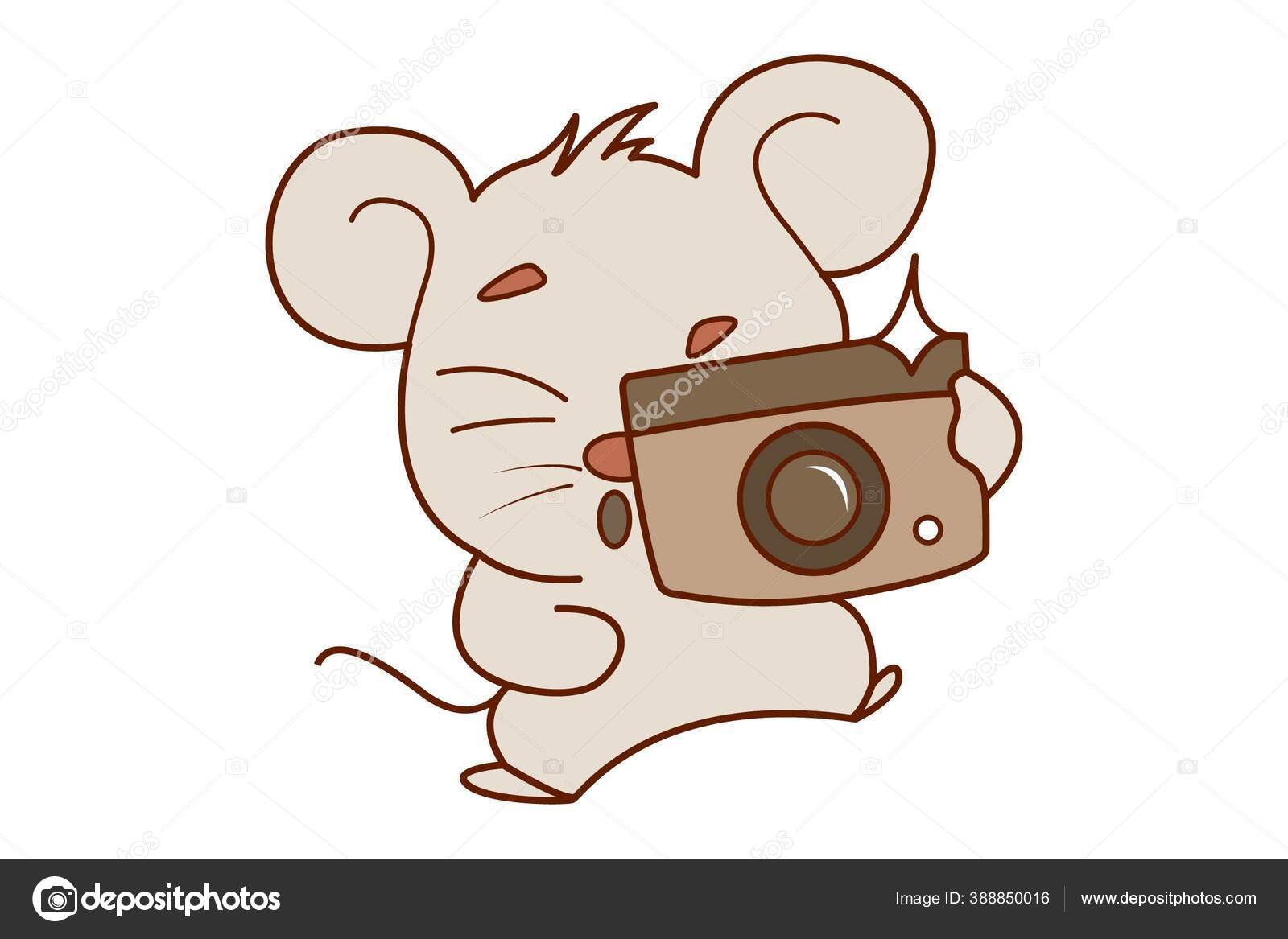 Vector Cartoon Illustration Mouse Clicking Picture Camera Isolated ...