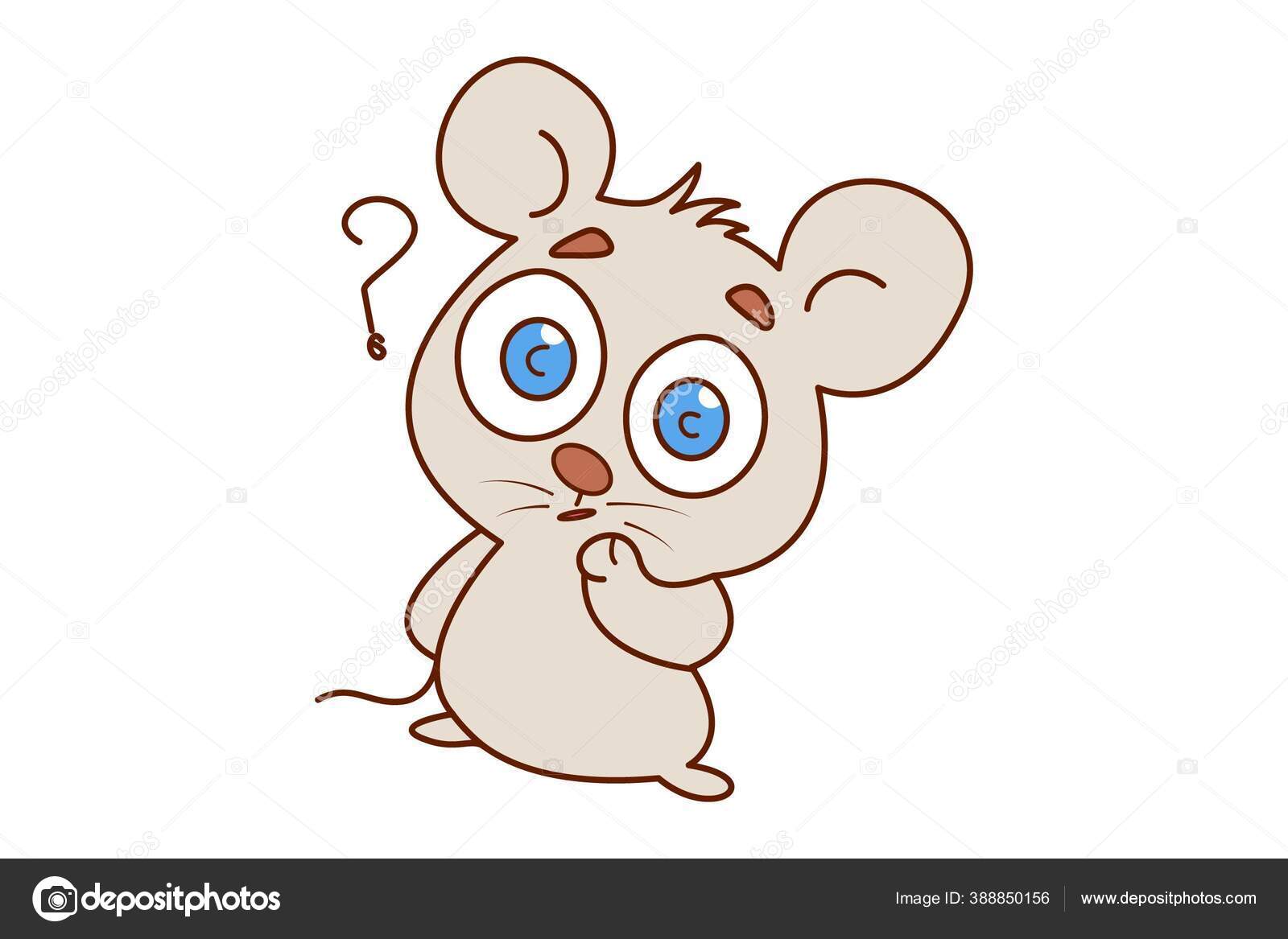 Vector Cartoon Illustration Confused Mouse Isolated White Background ...