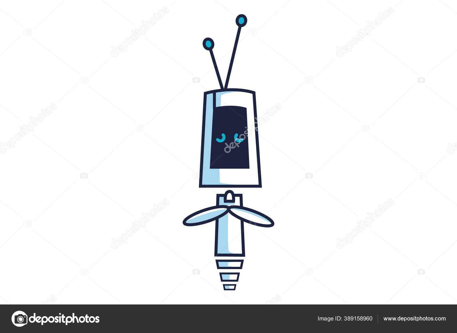Vector Cartoon Illustration Robot Standing Cross Hands Isolated White ...