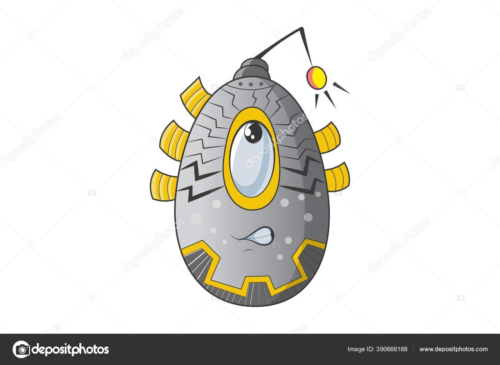 Vector Cartoon Illustration Angry Robot Isolated White Background Stock ...