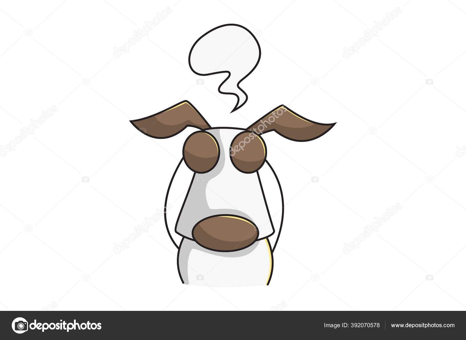 Vector Cartoon Illustration Dog Thinking Eyes Closed Isolated White ...