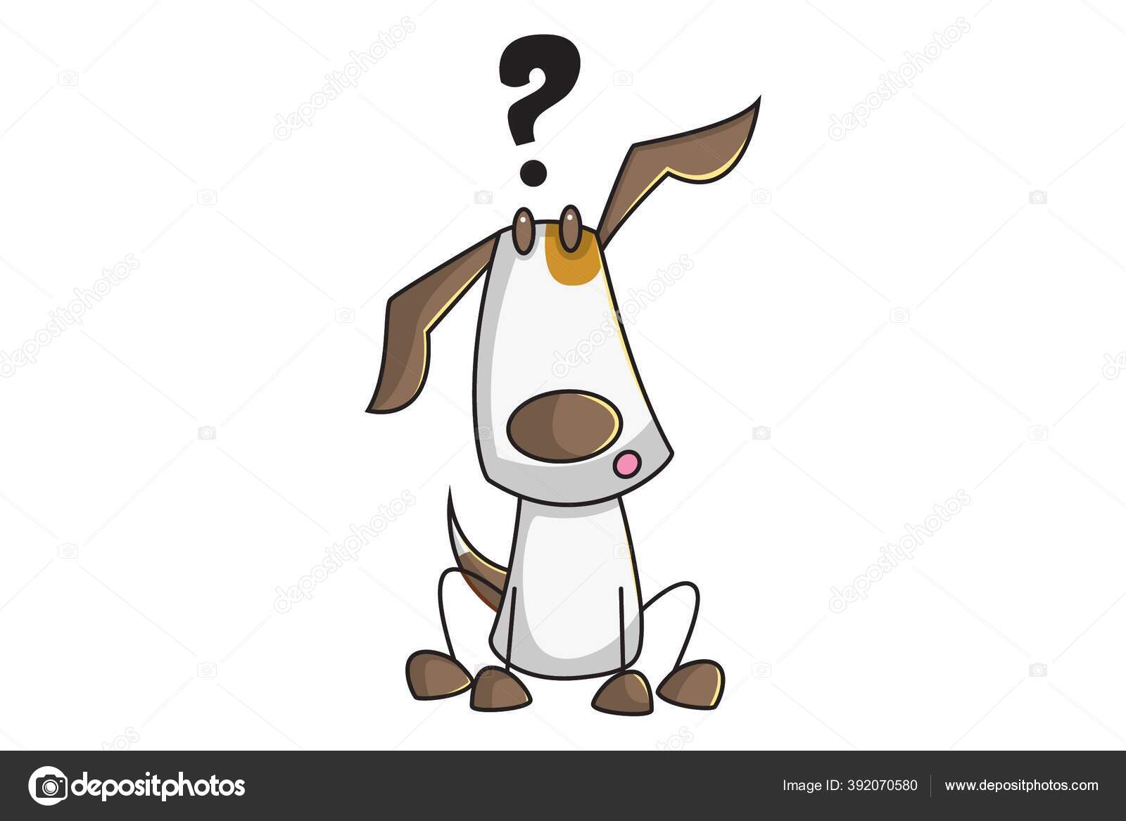 Vector Cartoon Illustration Confused Dog Isolated White Background ...