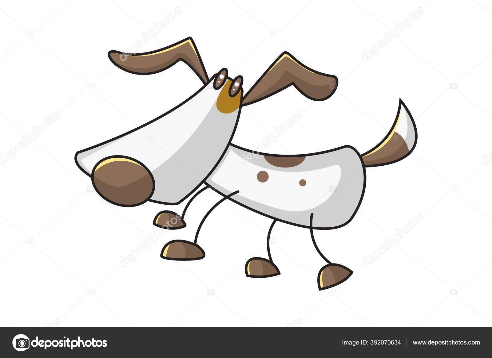Ilustración Dibujos Animados Vectoriales Perro Caminando Aislado Sobre ...