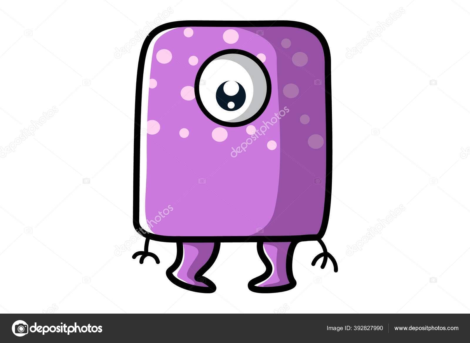Vector Cartoon Illustration Upset Purple Monster Isolated White ...
