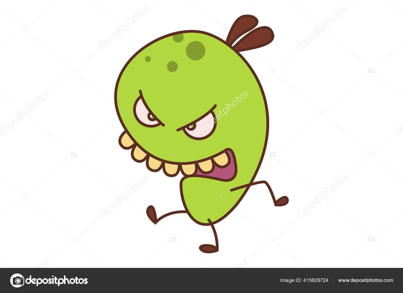 Vector Cartoon Illustration Bean Monster Angry Isolated White ...