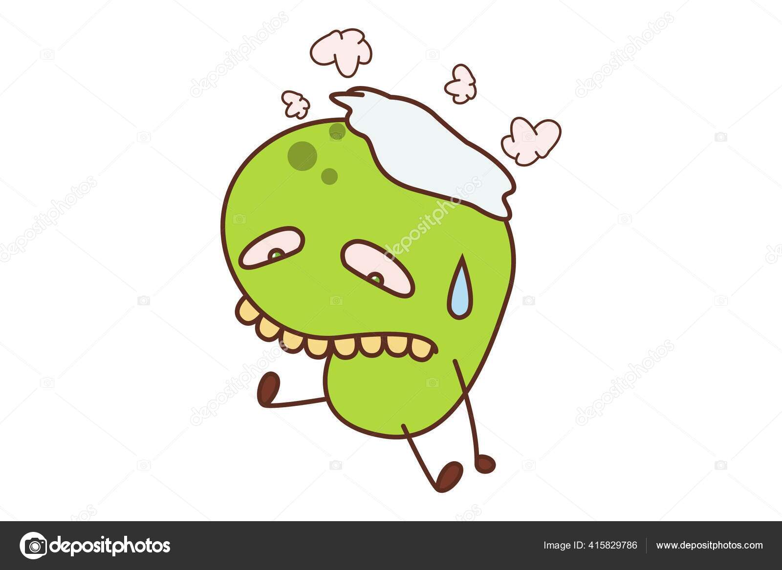 Vector Cartoon Illustration Bean Monster Sick Isolated White Background ...