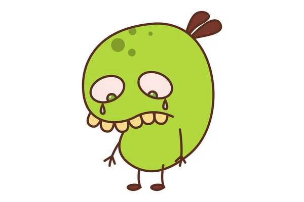 Vector Cartoon Illustration Bean Monster Sitting Alone Isolated White ...