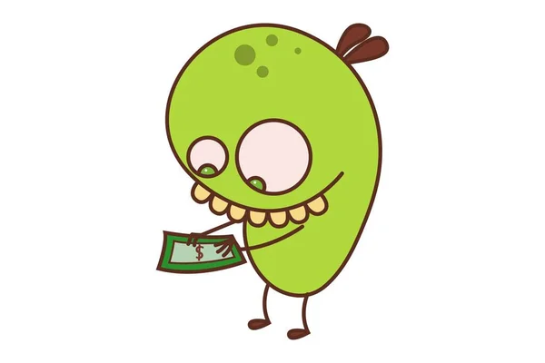 Vector Cartoon Illustration Bean Monster Sitting Alone Isolated White ...