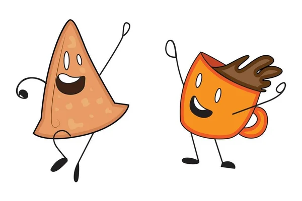 Vector Cartoon Illustration Samosa Dancing Tomato Isolated White ...
