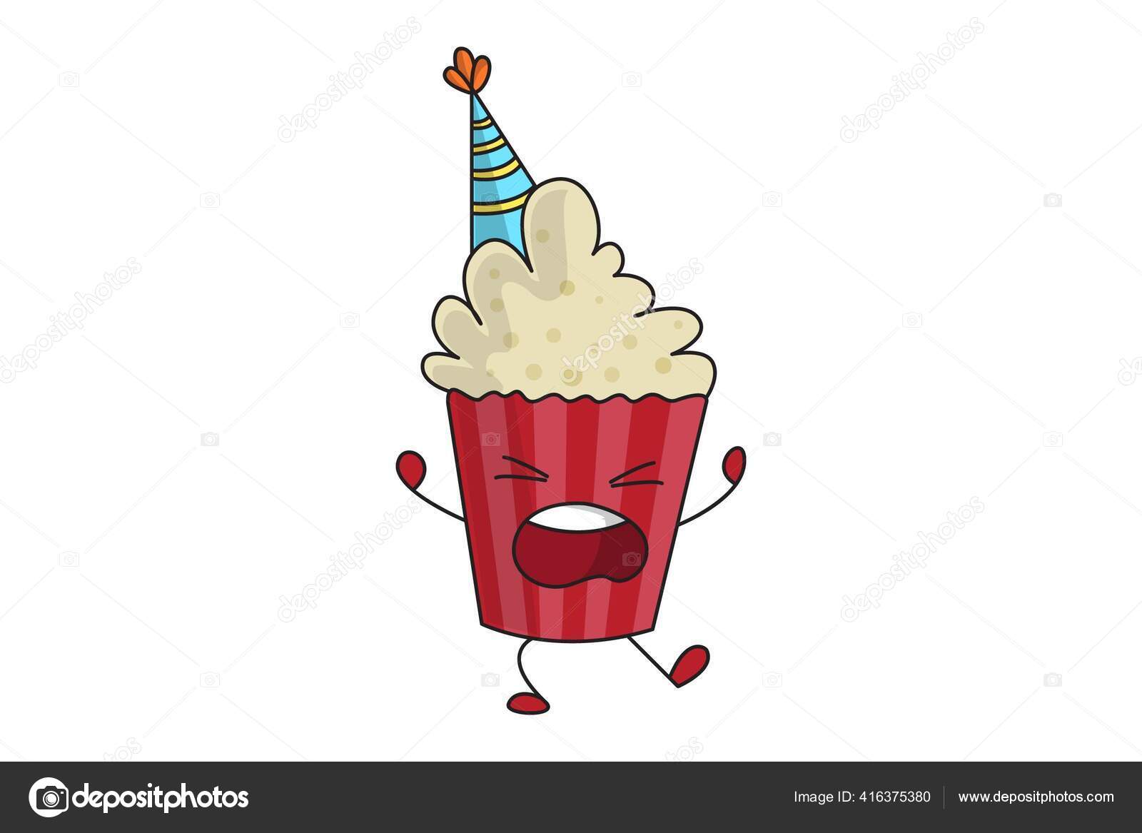 Vector Cartoon Illustration Popcorn Character Screaming Isolated White ...