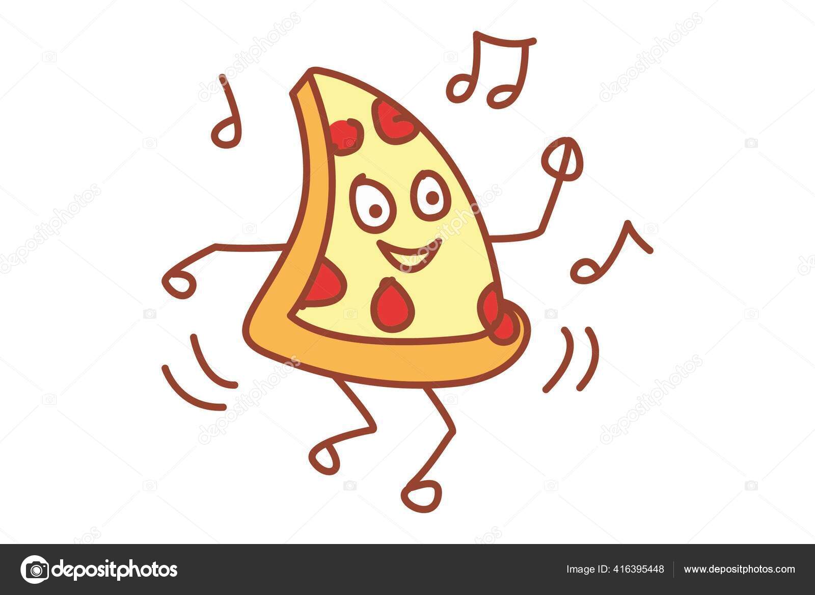 Vector Cartoon Illustration Pizza Dancing Isolated White Background ...