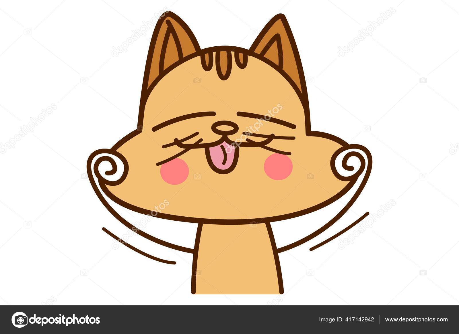 Vector Cartoon Illustration Cat Pulling Its Cheeks Isolated White ...