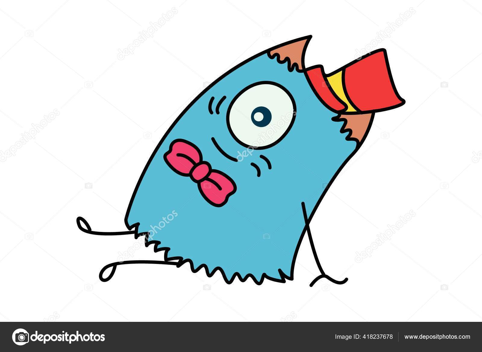 Vector Cartoon Illustration Monster Relaxing Isolated White Background ...