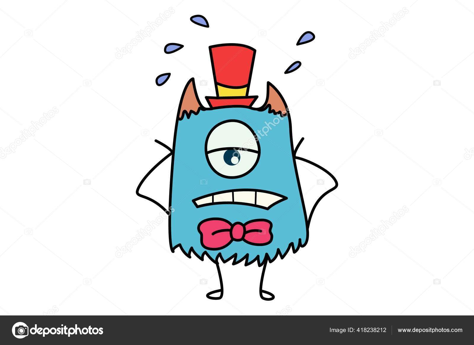Vector Cartoon Illustration Monster Upset Isolated White Background ...