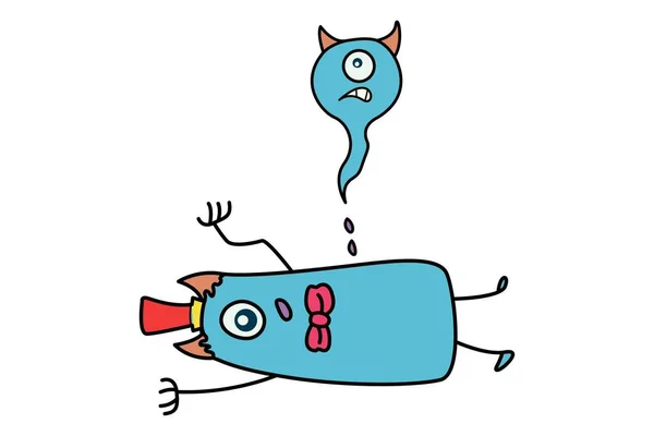 Vector Cartoon Illustration Monster Sign Isolated White Background ...