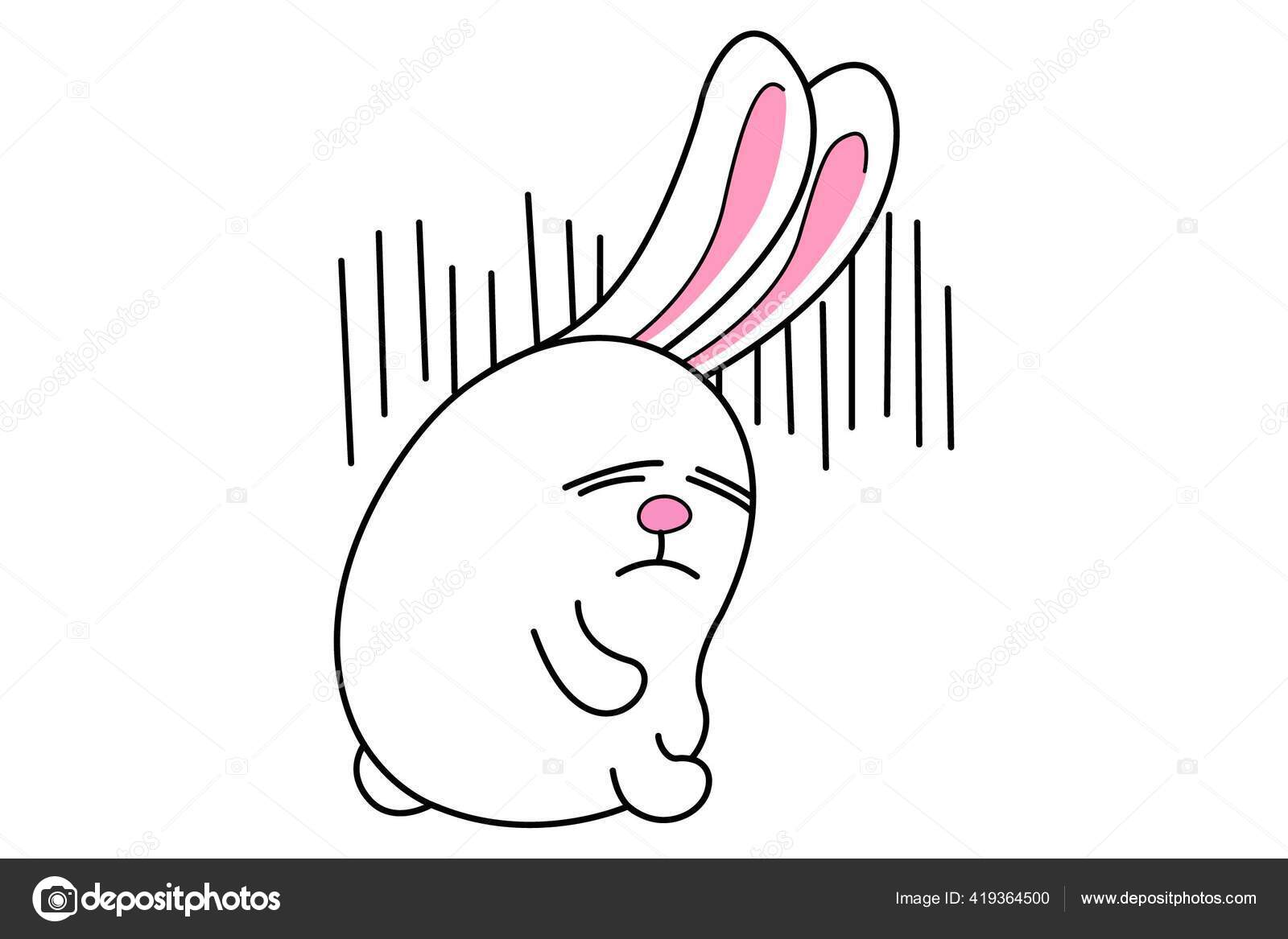 Vector Cartoon Illustration Cute Bunny Upset Isolated White Background ...