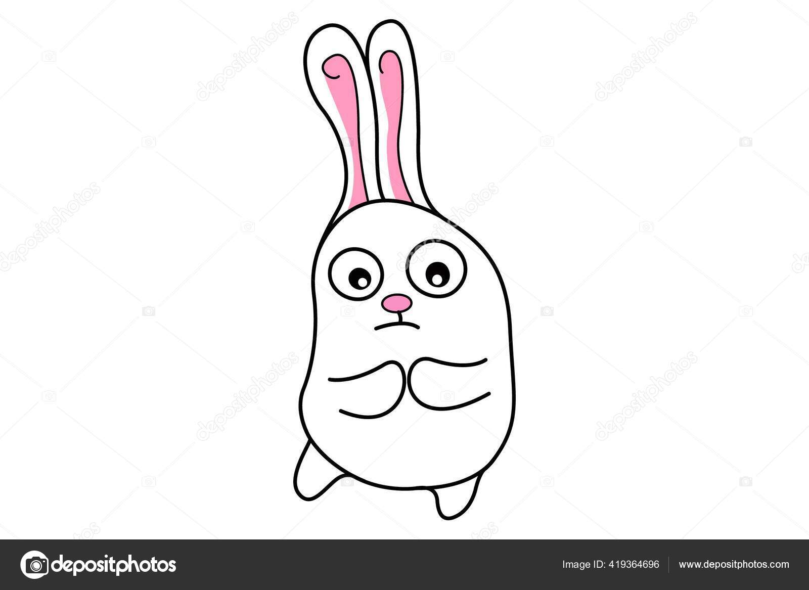 Vector Cartoon Illustration Cute Bunny Surprised Isolated White ...