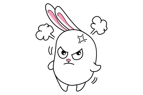 Vector Cartoon Illustration Cute Bunny Upset Isolated White Background ...
