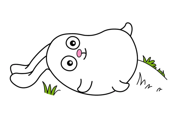 Vector Cartoon Illustration Cute Bunny Laying His Back Isolated White ...