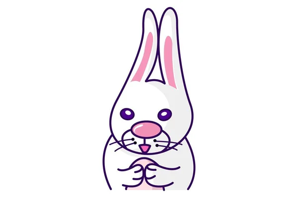 Vector Cartoon Illustration Cute Bunny Happy Isolated White Background ...