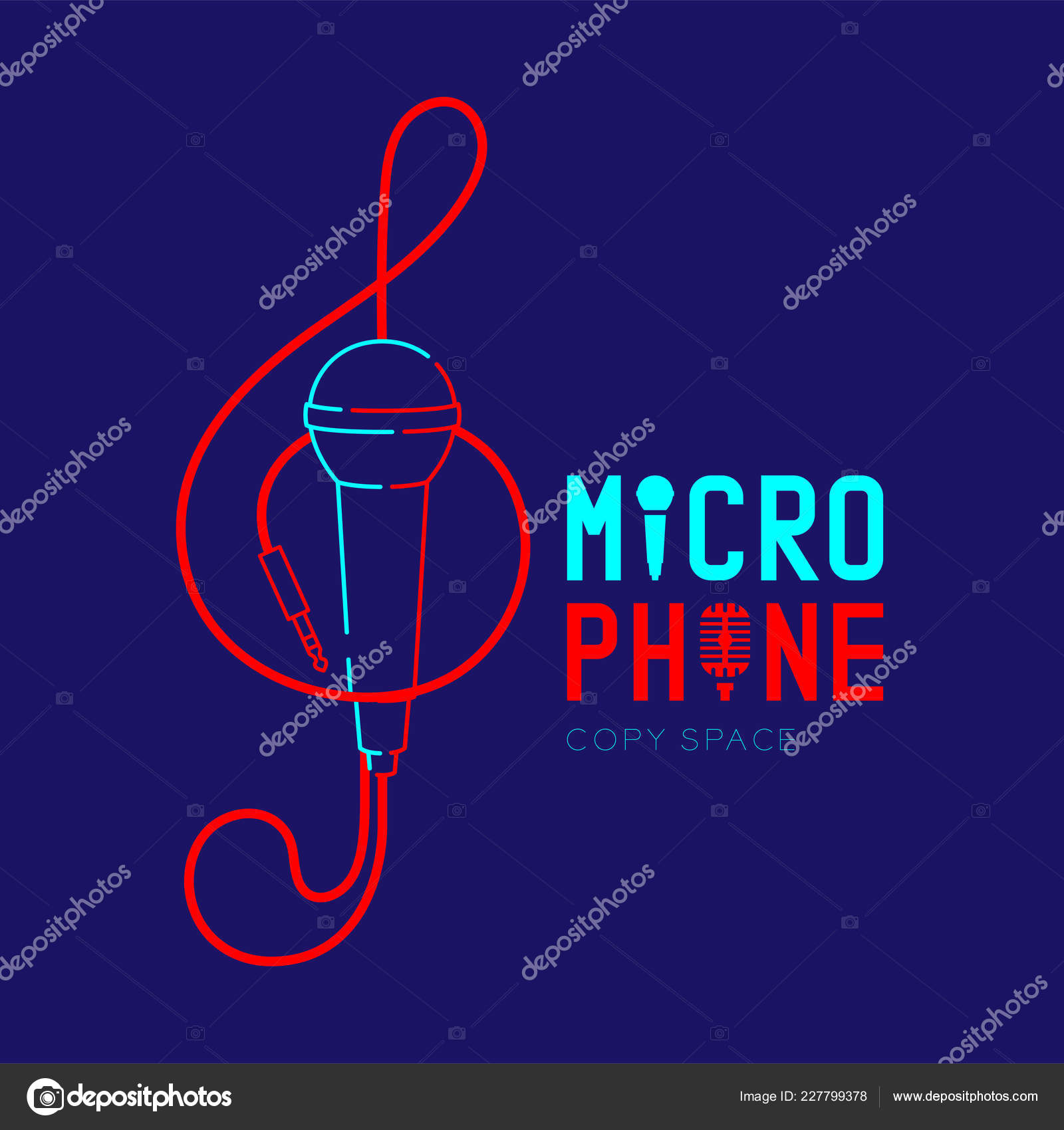 Icono Del Logotipo Del Micrófono Trazo Del Contorno Con Forma Vector de ...