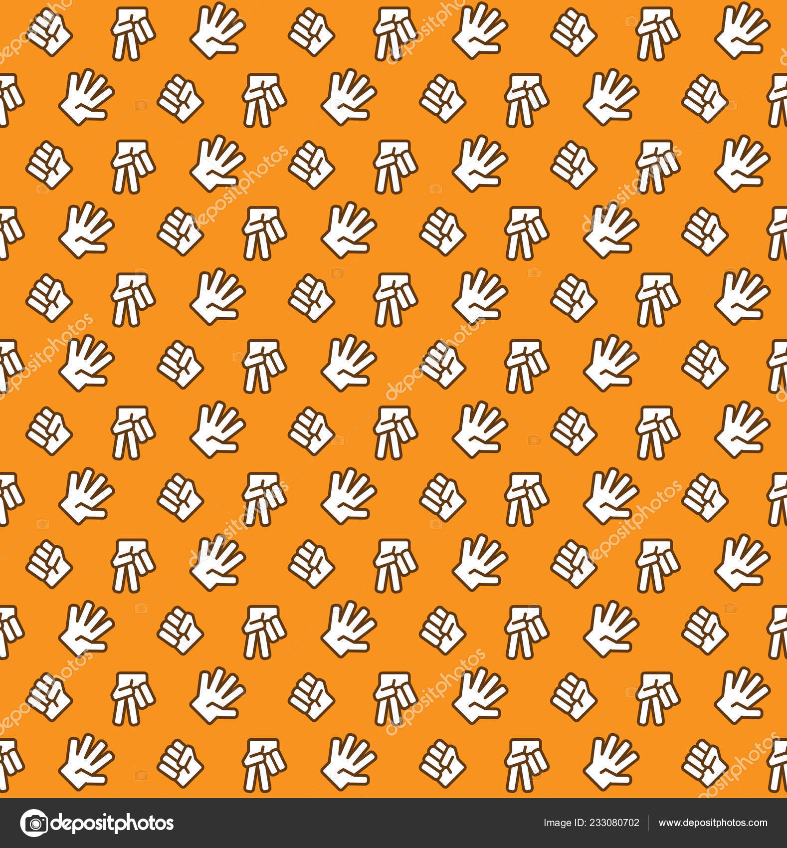 Kids Game Rock Paper Scissors Pattern Orange Background Stock Vector ...