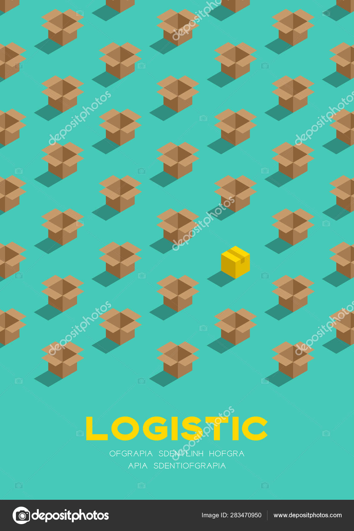 Box 3D isometric pattern, Logistic delivery concept poster and banner ...