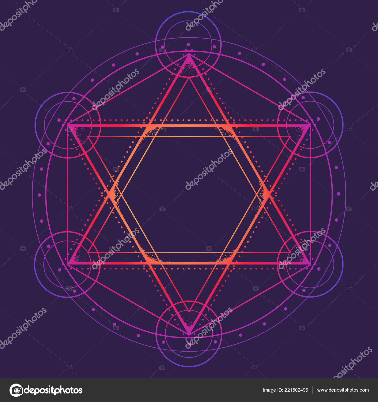 Hexagrama rodeado de un círculo. Símbolo multicultural que representa ...