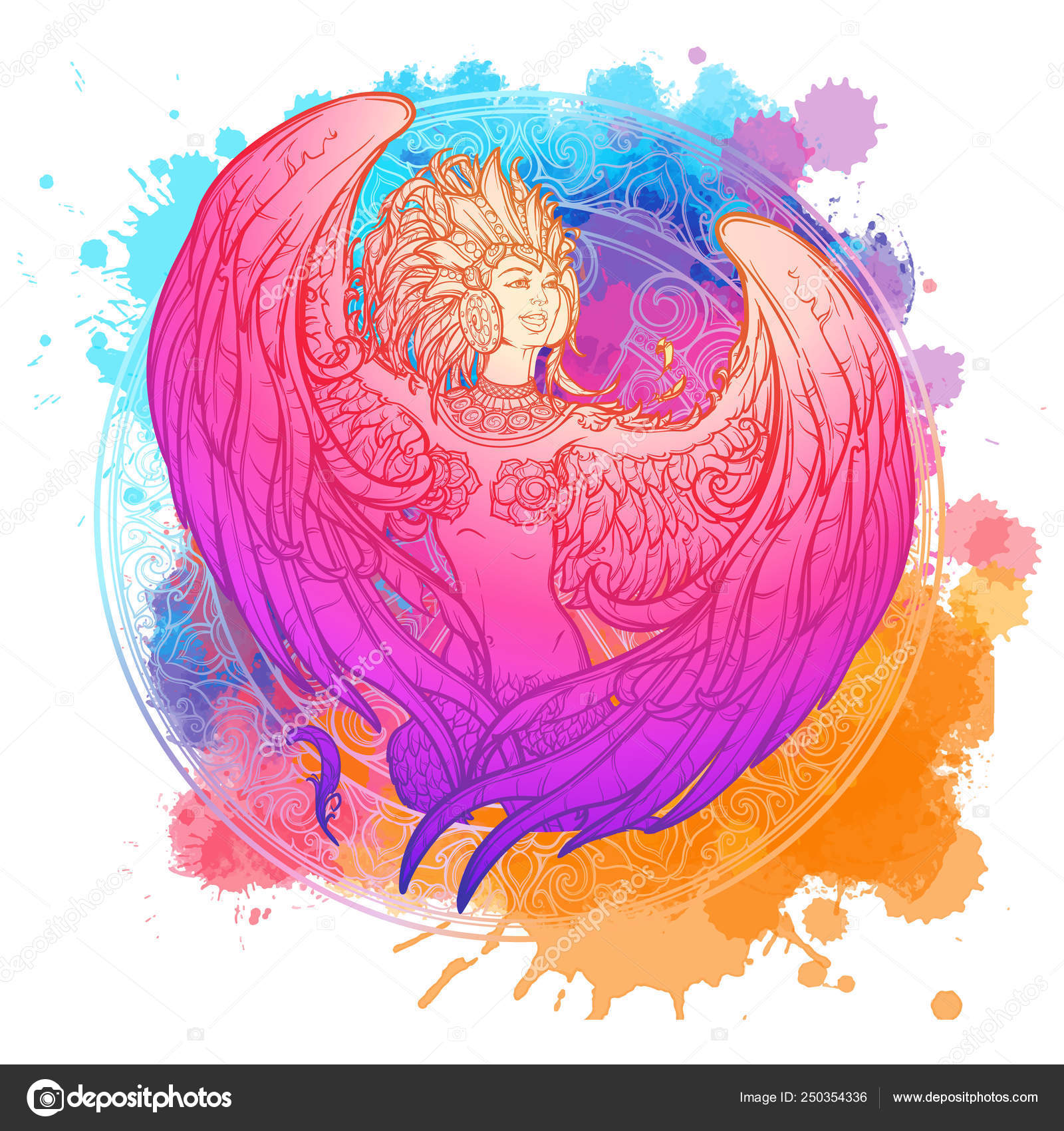 Woman Phoenix Bird Drawings