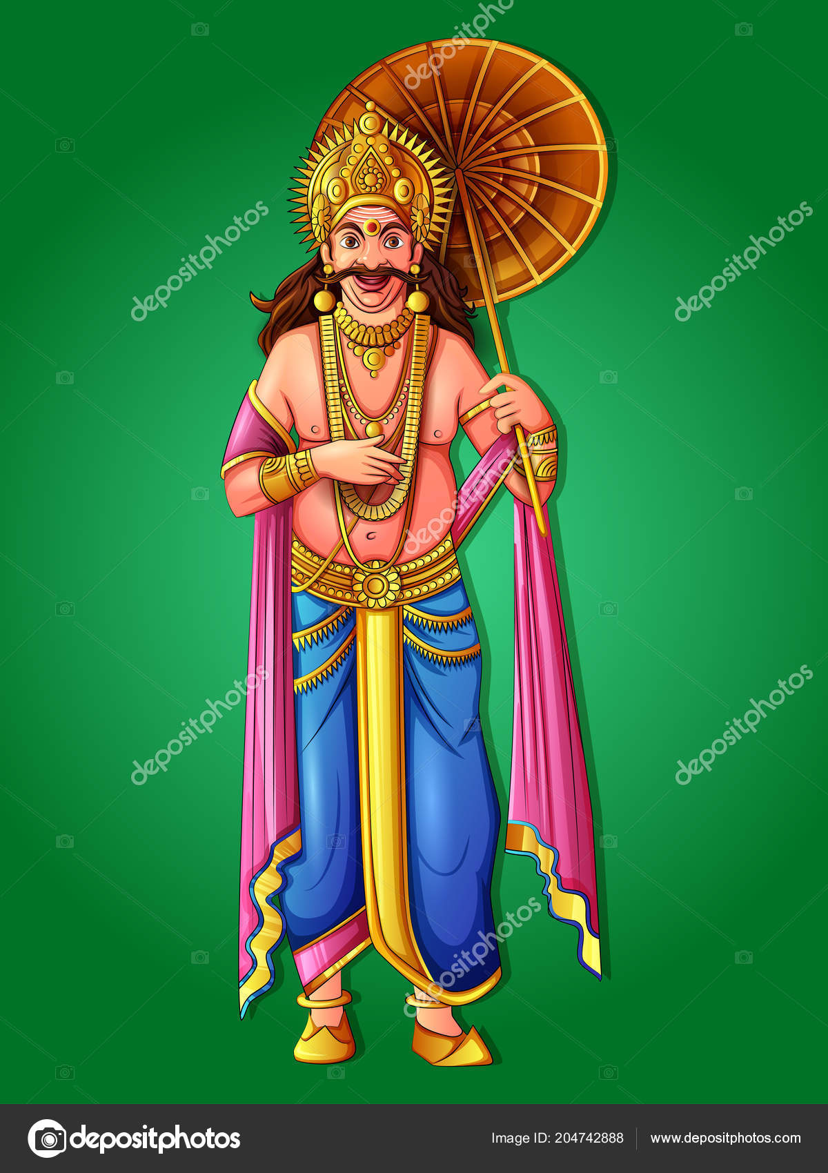 King Mahabali of Hindu mythology for South India Onam festival — Stock ...