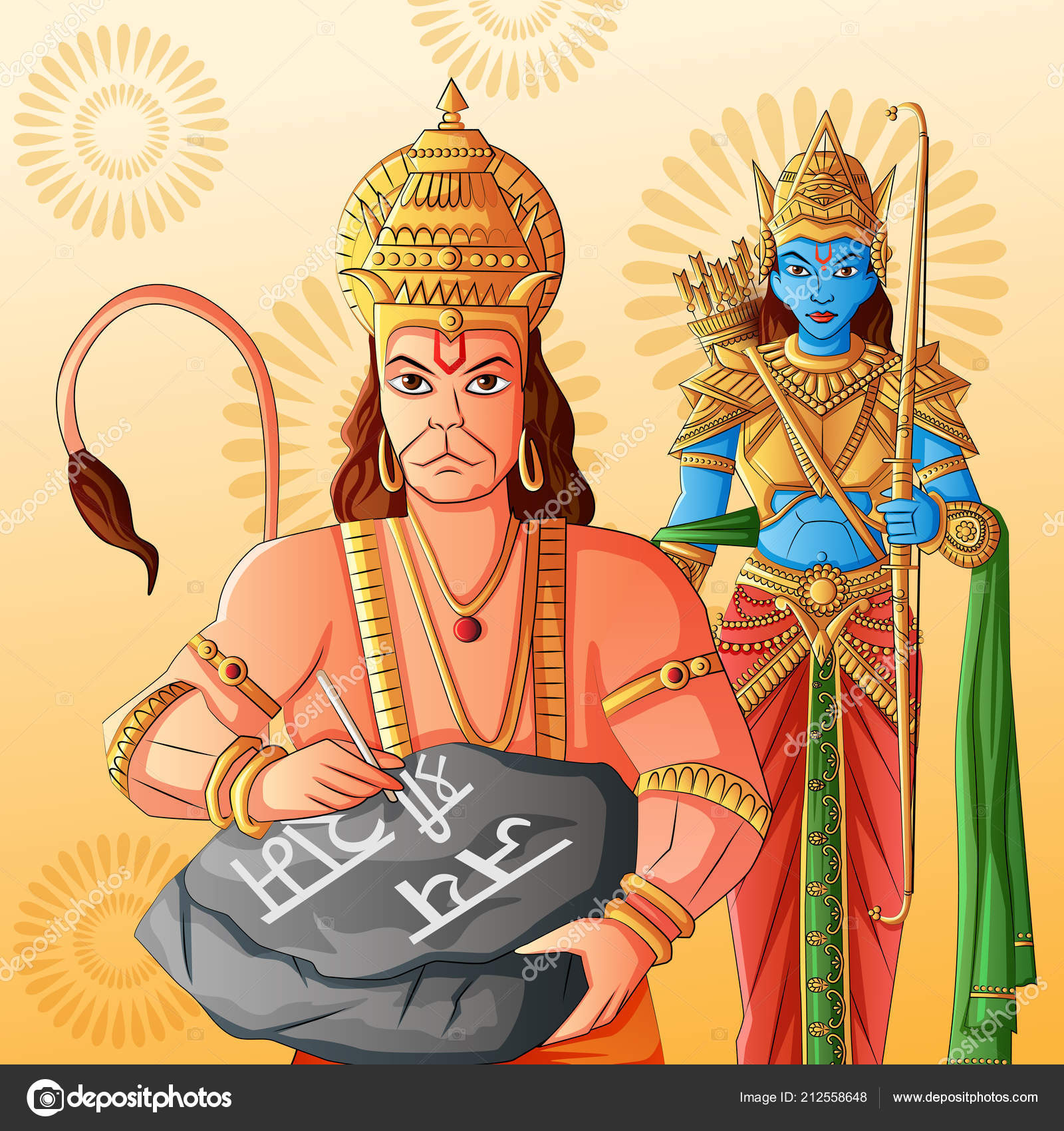 Dios indio Rama para el feliz festival Dussehra de la India Vector de ...