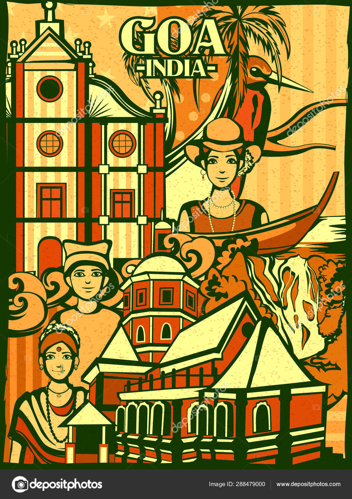 Colorful cultural display of State Goa in India Stock Vector by ...