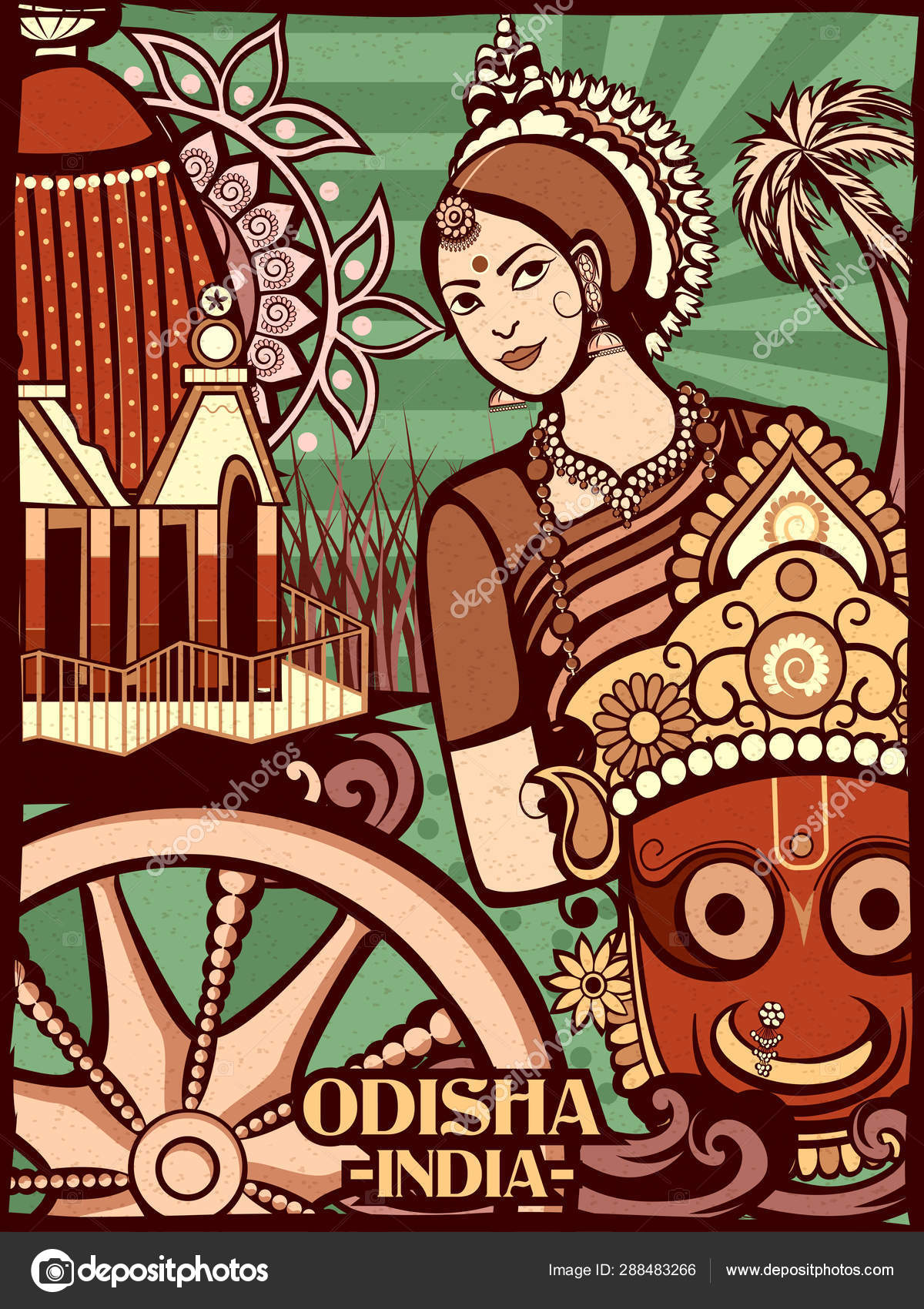 Colorful cultural display of State Odisha in India Stock Vector by ...