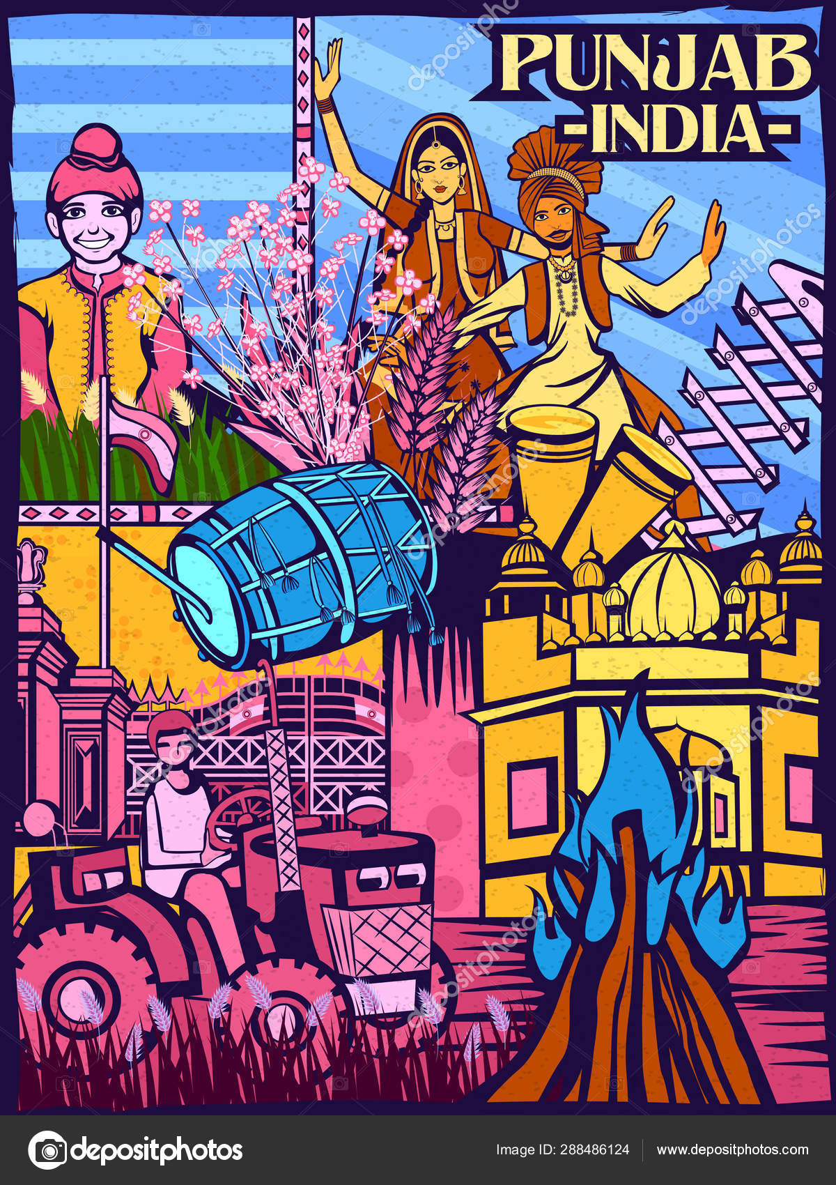 Colorful cultural display of State Punjab in India Stock Vector by ...