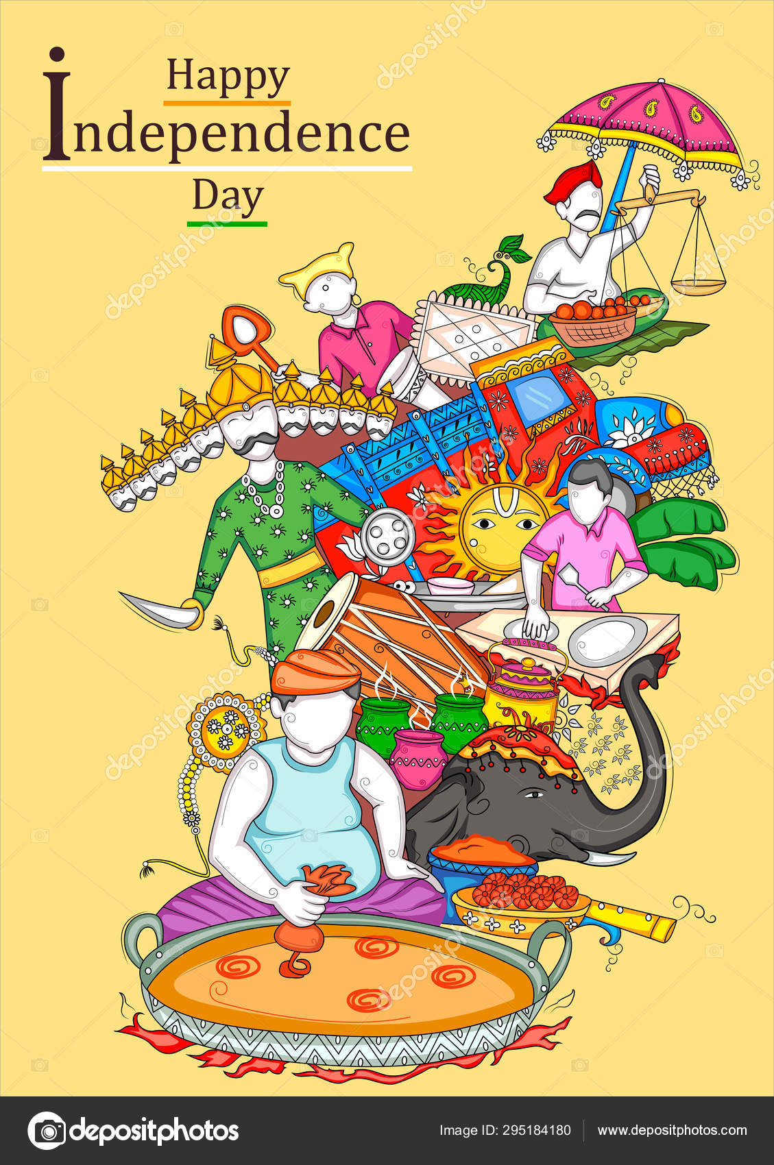 Indian collage illustration showing culture, tradition and festival on ...