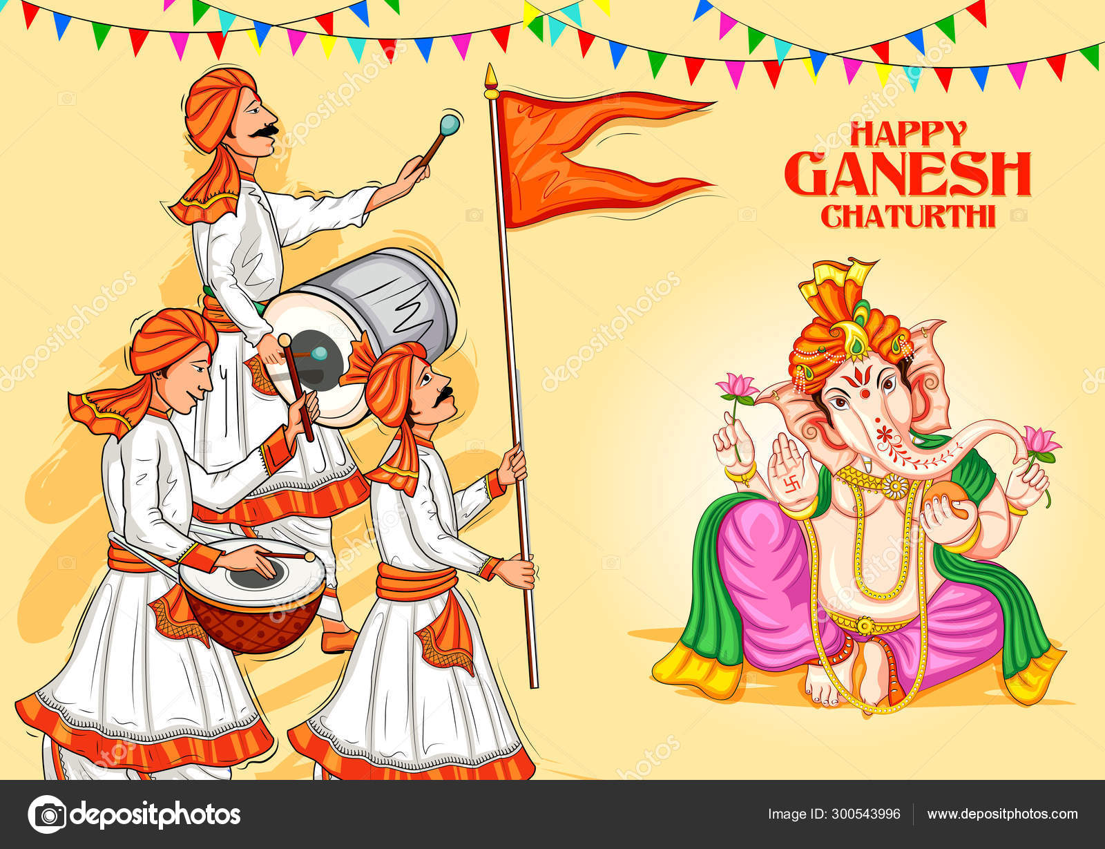 Indian Lord Ganpati for Ganesh Chaturthi festival of India Stock Vector ...