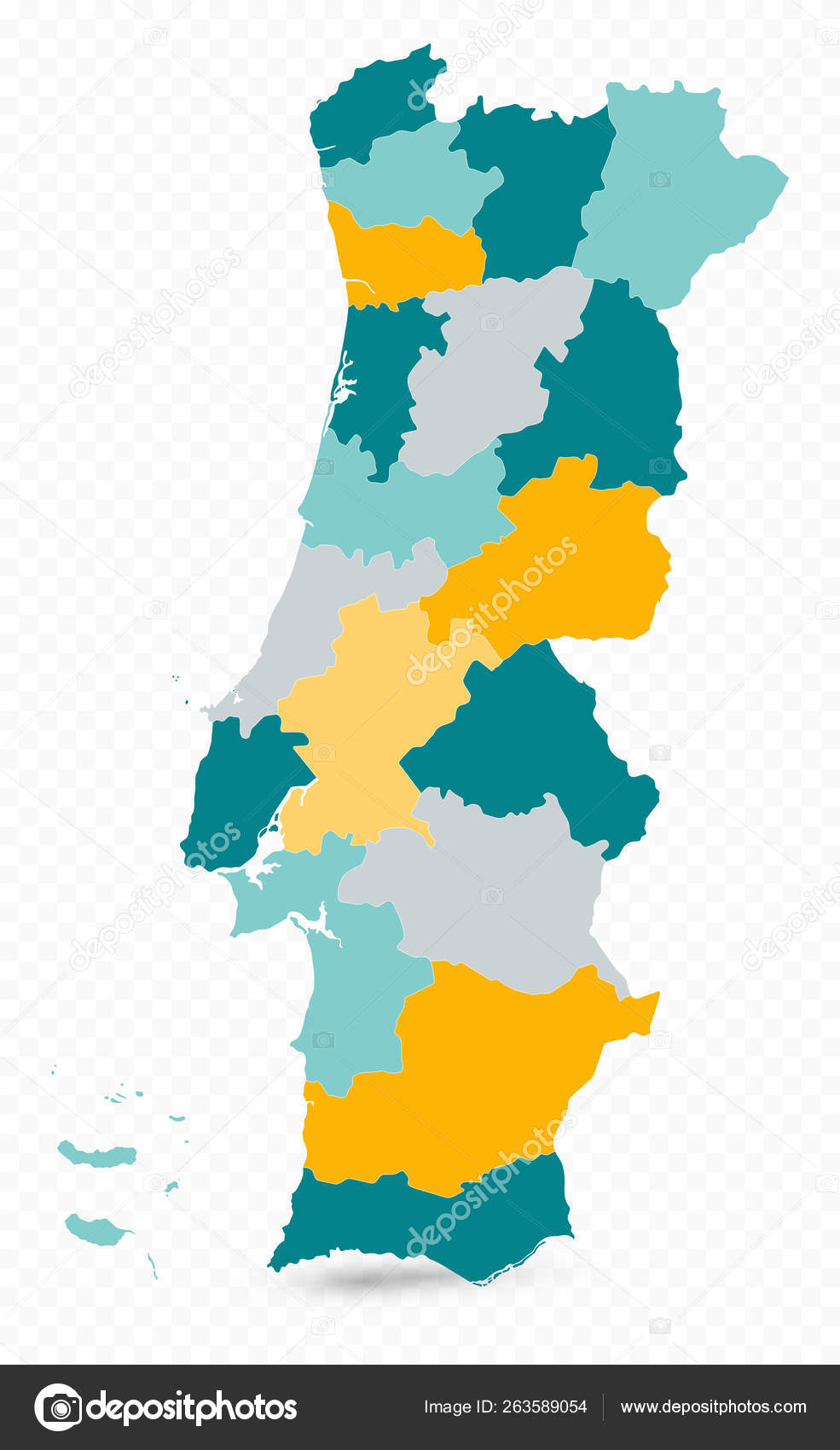 Portugal Mapa aislado sobre fondo transparente Vector de stock ...