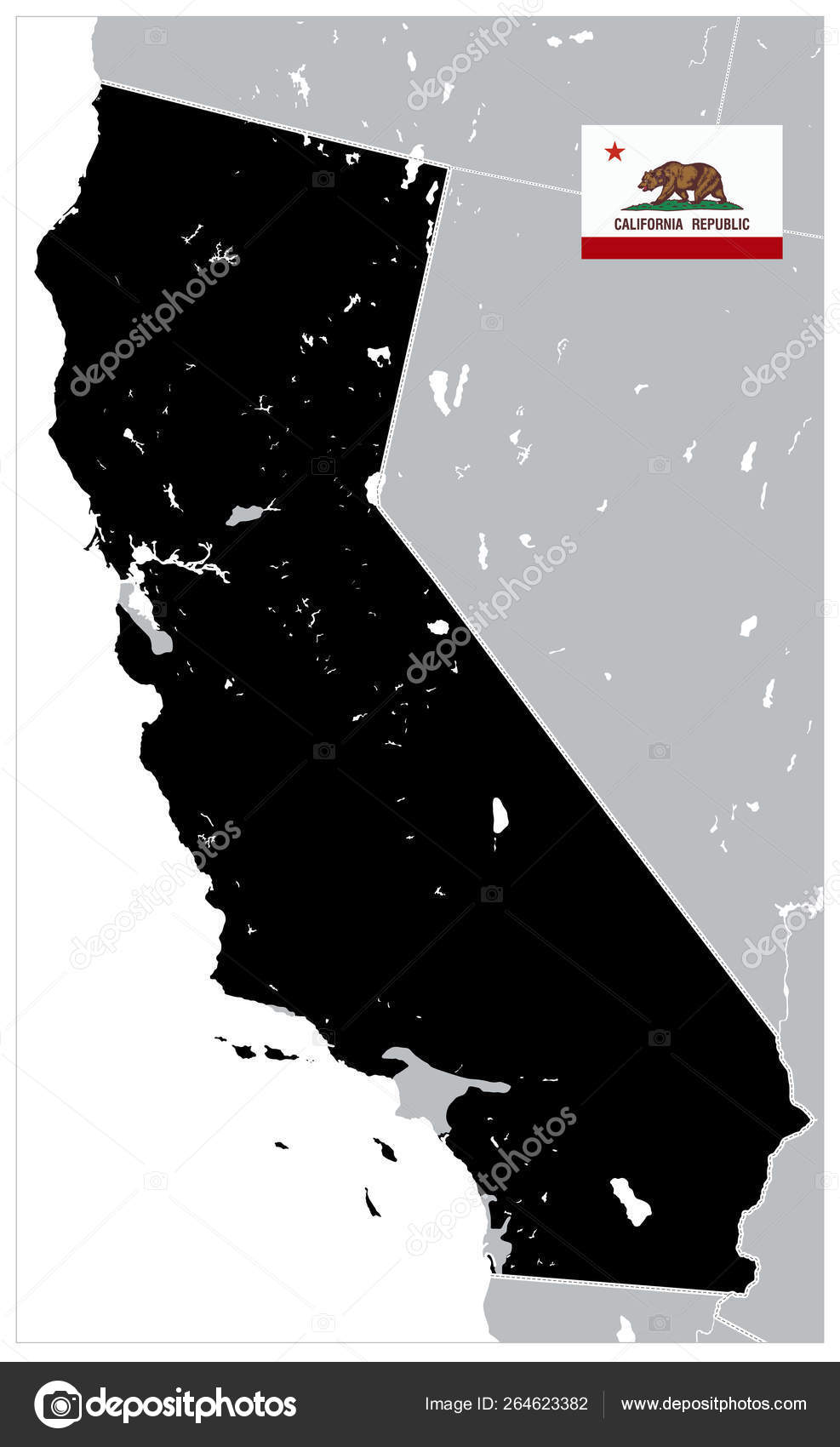 Map of California State Black Color - No text Stock Vector by ...