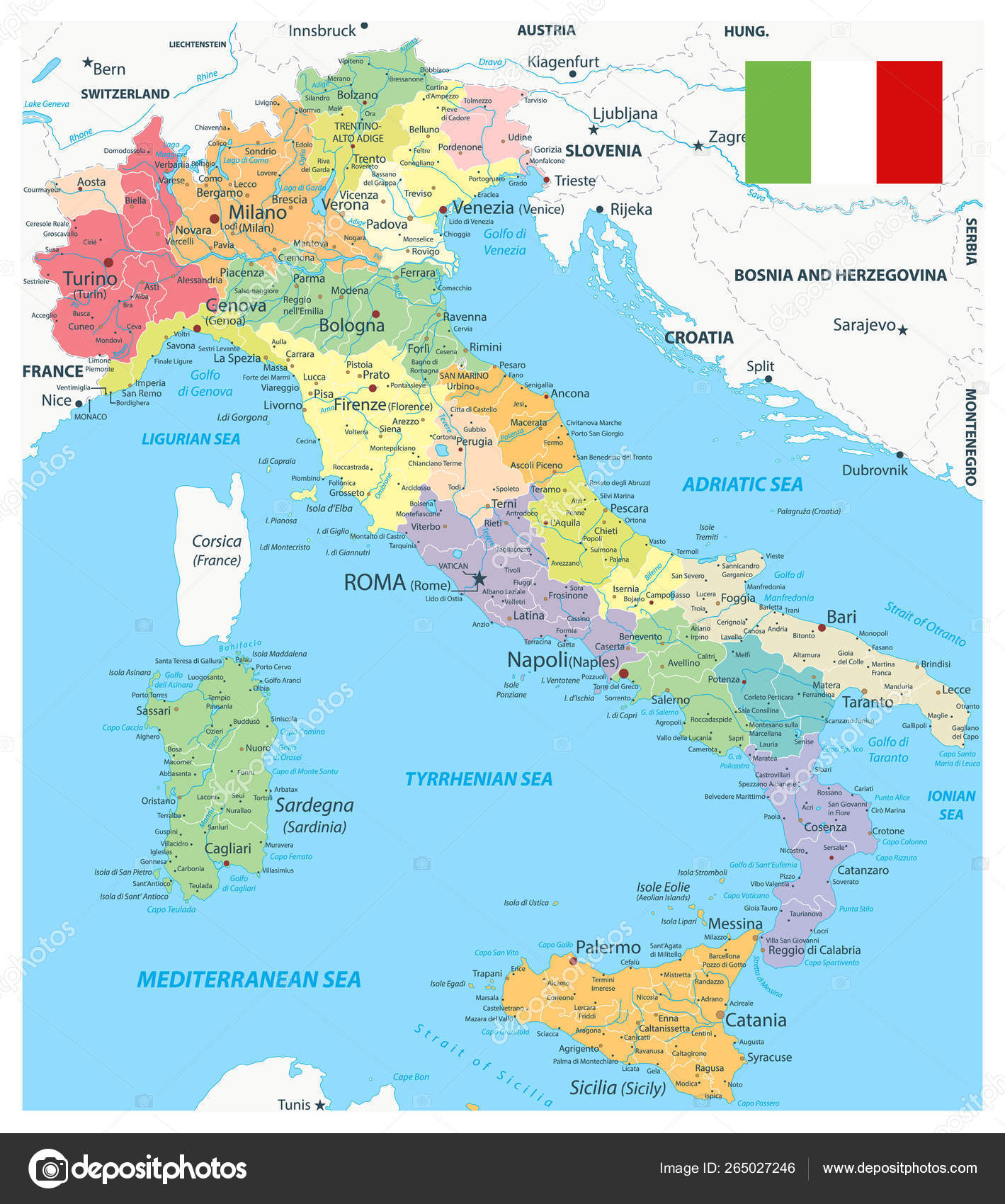 Italy Administrative Divisions Map Stock Vector Image by ©Cartarium ...