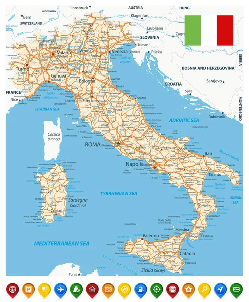 Italy Physical Map Stock Vector by ©Cartarium 265339486
